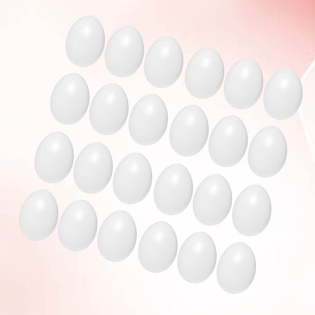 OULII 60Pcs Artificial Eggs for Kids Toys White Egg-Shaped Plastic ...