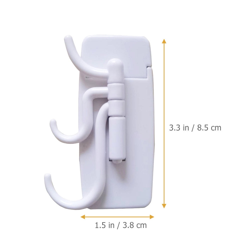 OULII Rotating Hooks Plastic White Adhesive Wall Rack for Home Use 6Pcs ...