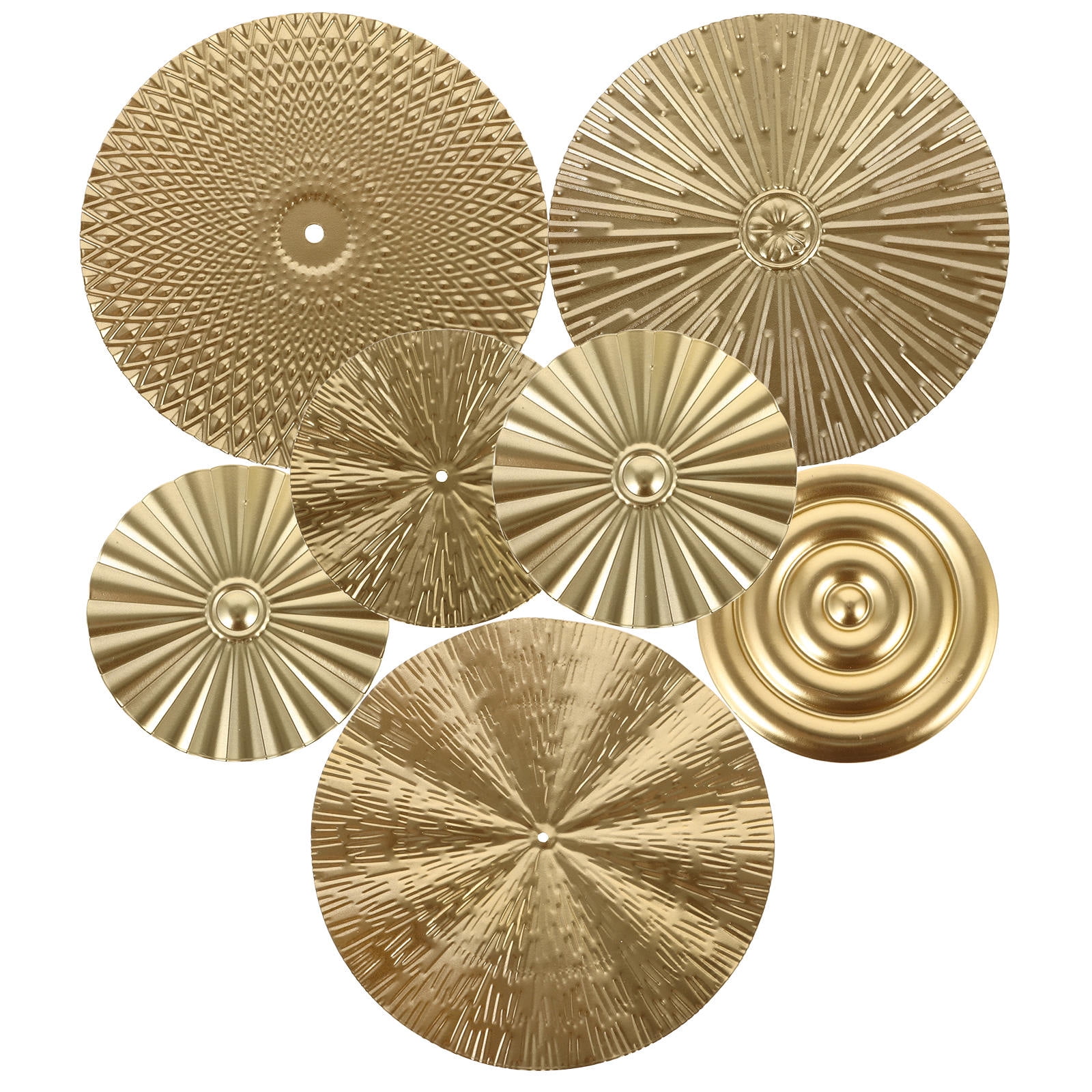 OULII 7Pieces Metal Golden Disc Wall Hanging Decoration for Living Room ...