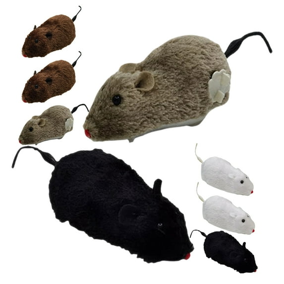 OULII 8Pcs Interactive Mouse Toy Wind-up Mice Shaped Toy Assorted Color Indoor Playtime ...