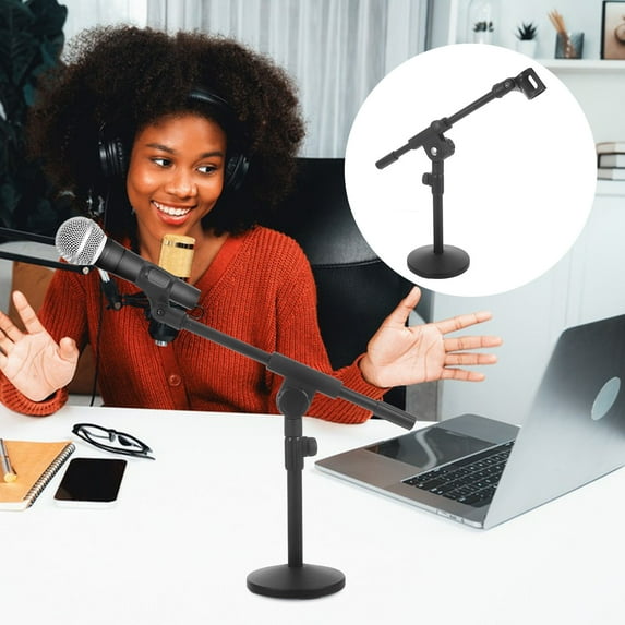 OULII Adjustable Desktop Microphone Stand with Weighted Metal Base and ...