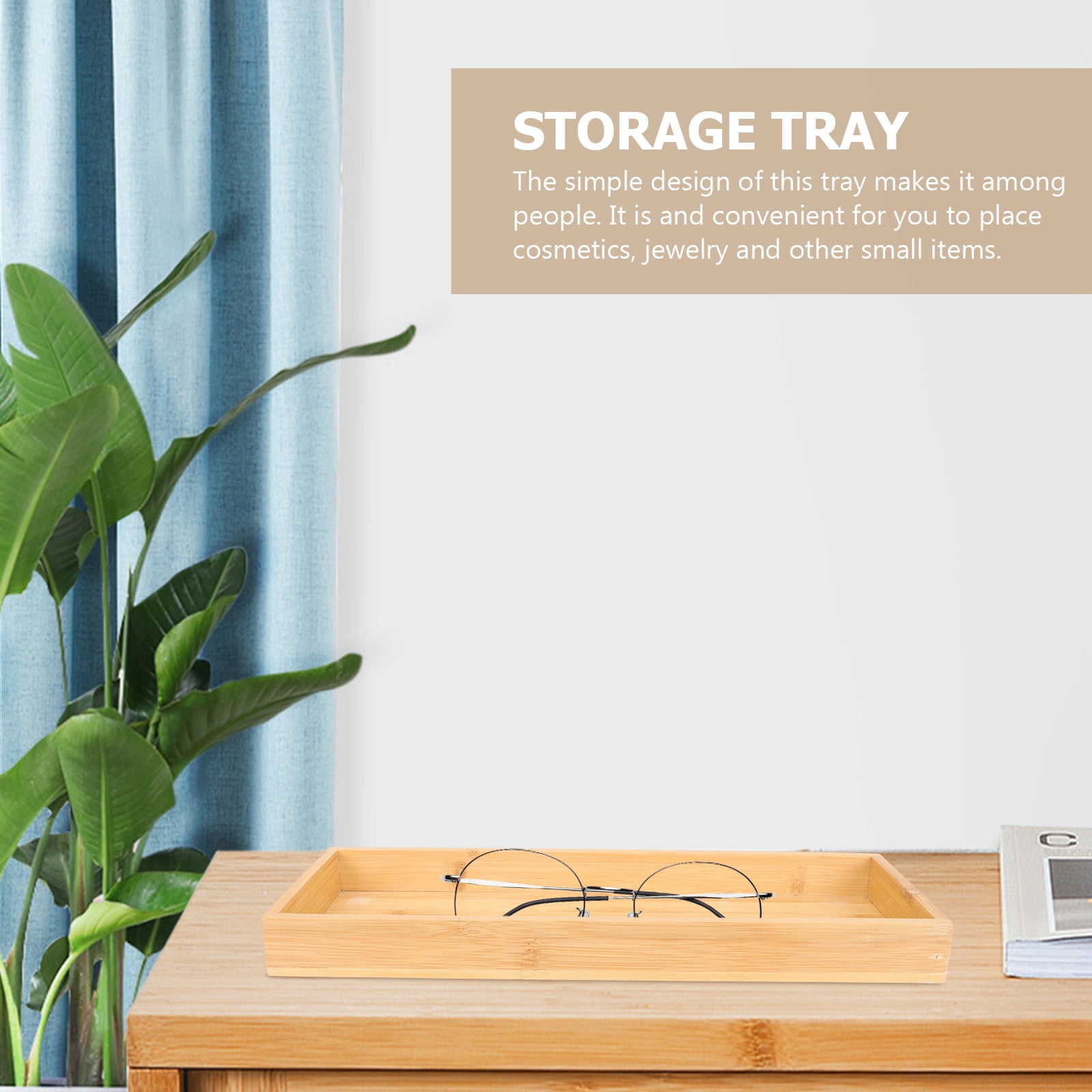 OULII Bathroom Storage Tray Wooden Vanity Tray 12.77x4.56x1.18Inch 1Pcs ...