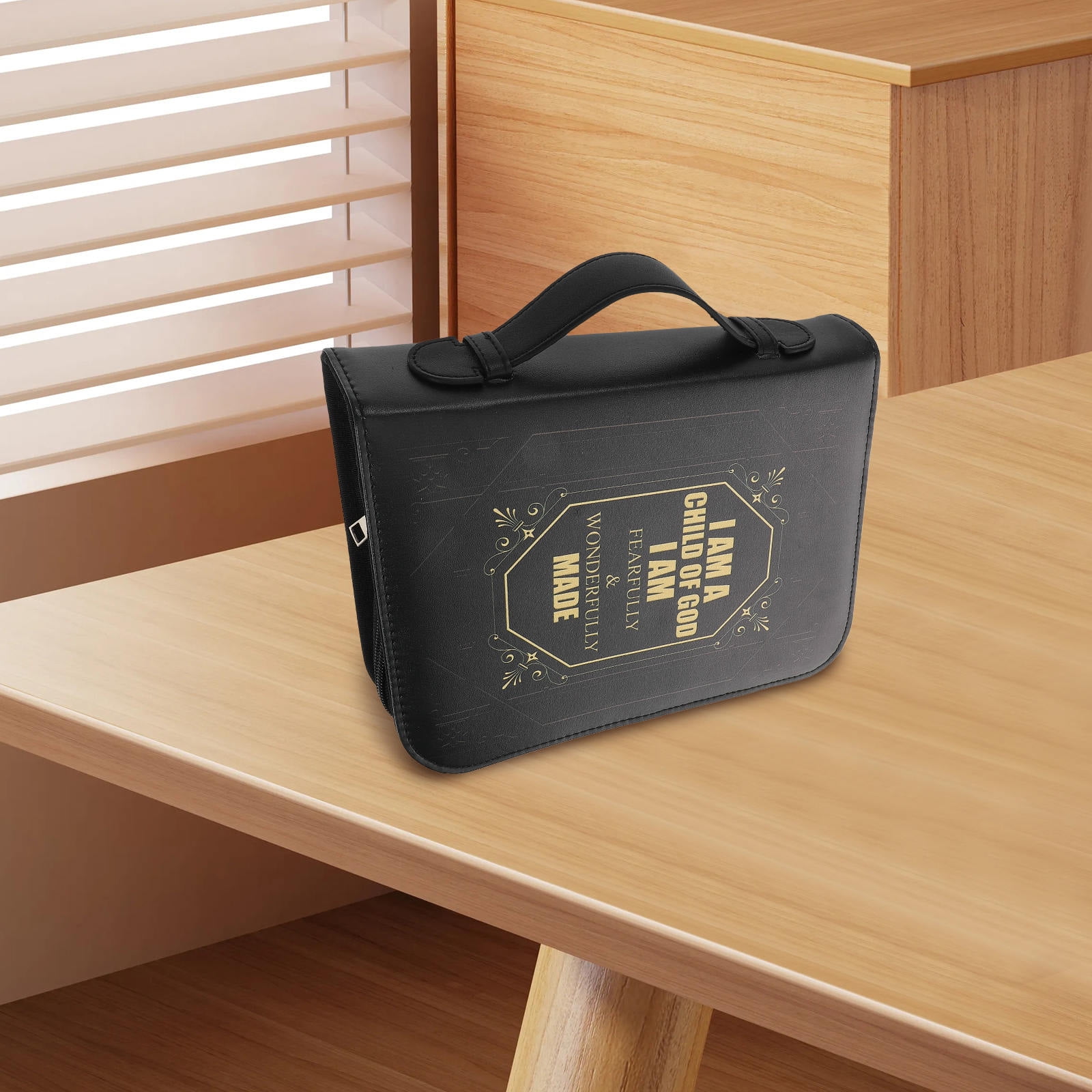 OULII Bible Carrying Case with Handle PU Bible Cover for Travel ...