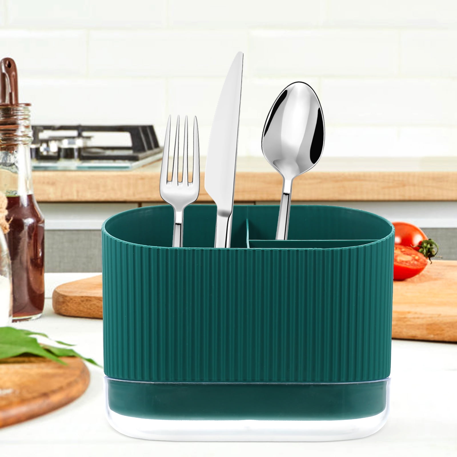 OULII Plastic Kitchen Utensil Holder with Self Draining and Easy Clean ...