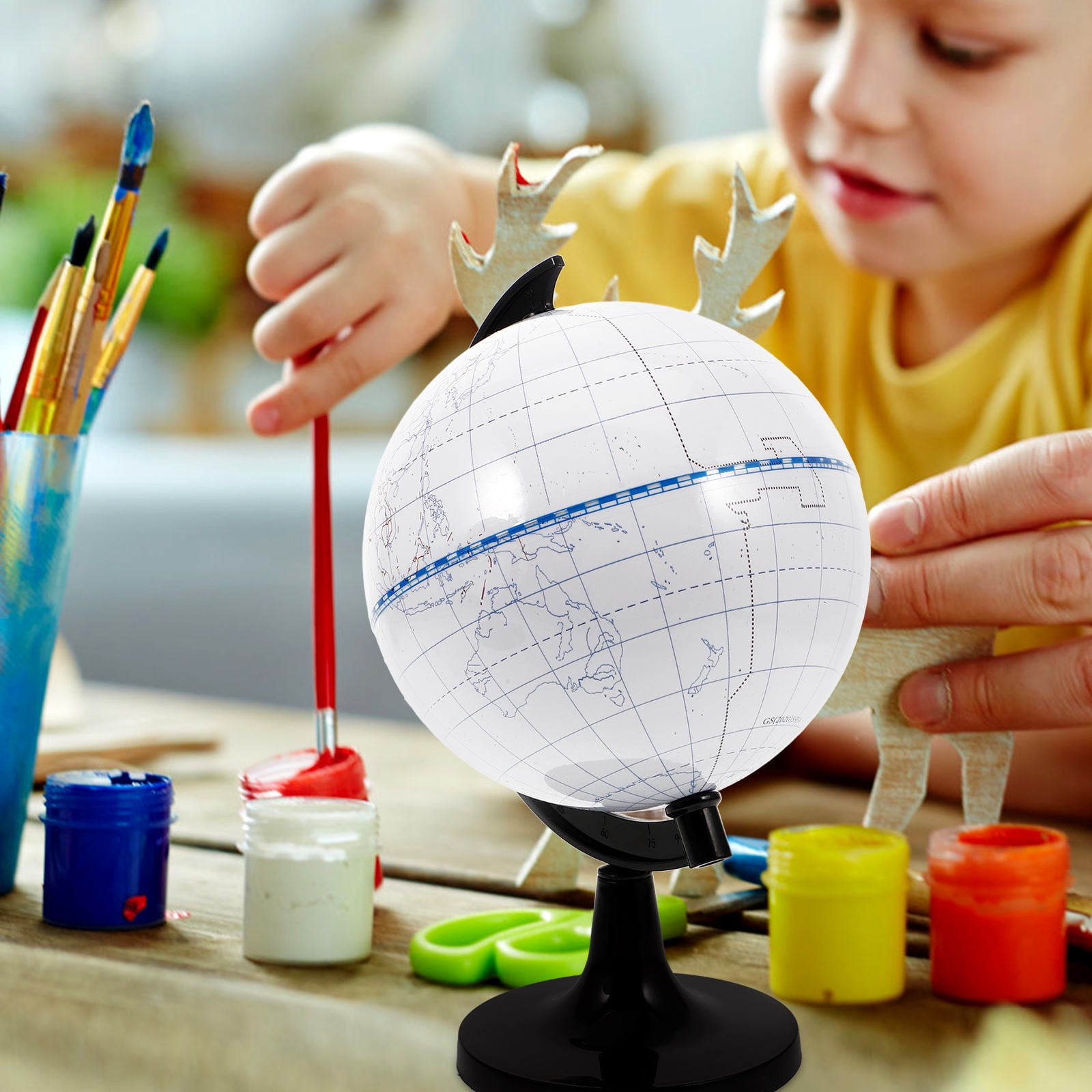 OULII DIY Blank Globe Unfinished Globe Model Coloring Blank Globe Craft ...