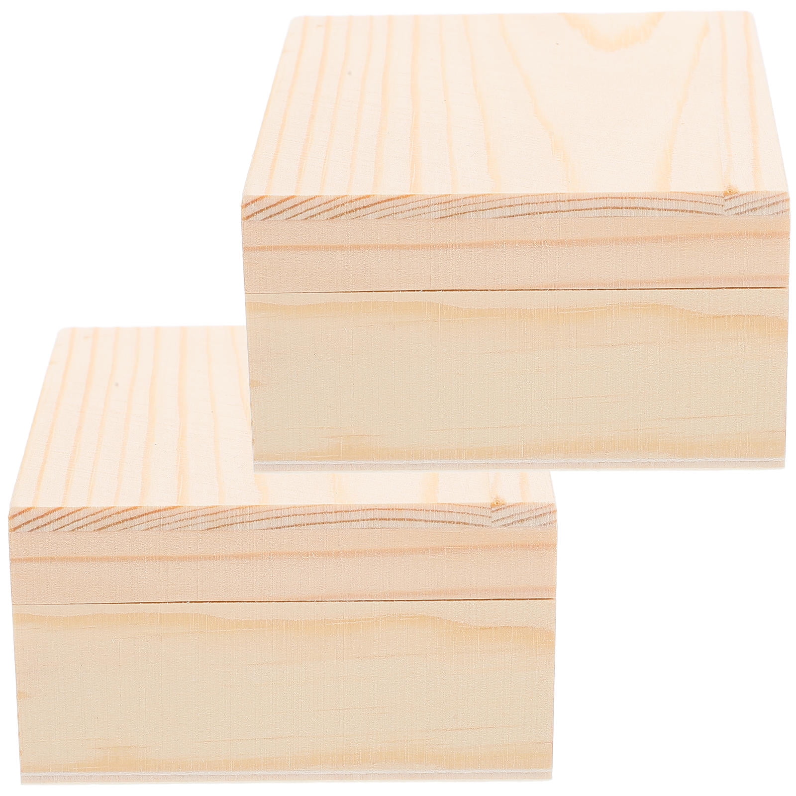 OULII DIY Blank Khaki Wooden Jewelry Box for Kids and Adults Easy Open ...
