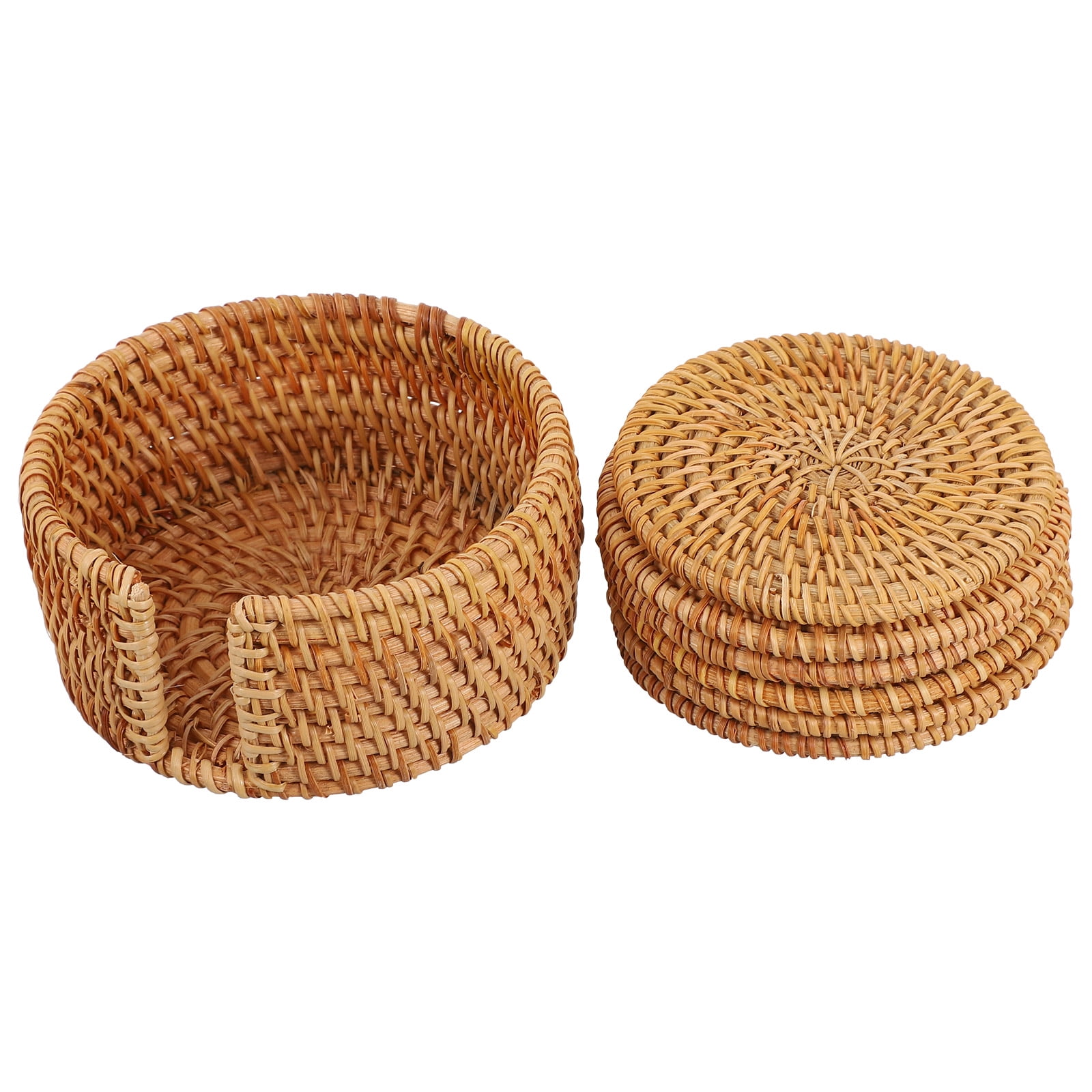 OULII Tea Coasters Hand-Woven Coasters Khaki Synthetic Material 1Set ...