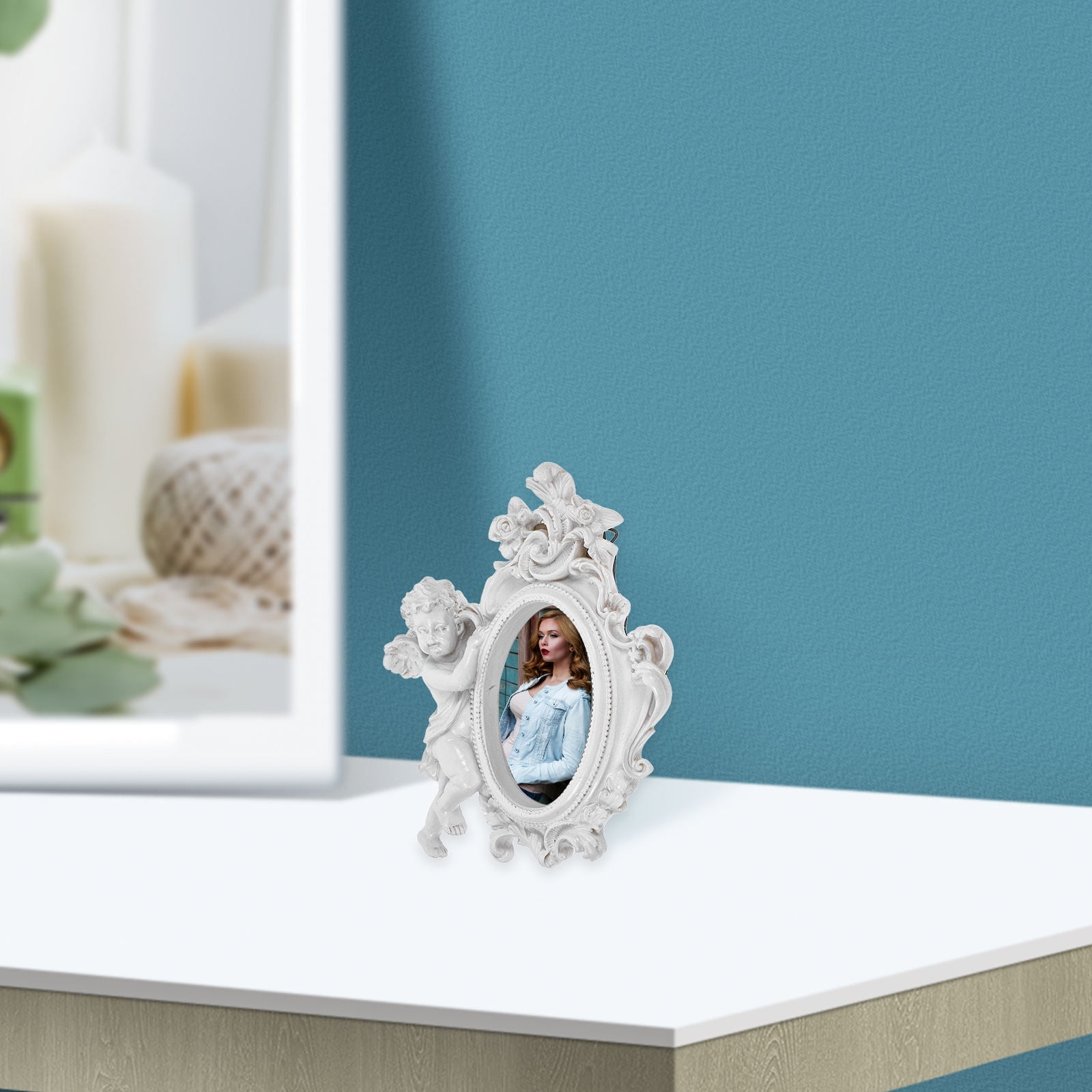 MLINS White Resin Angel Picture Frame for Photo Decoration Use Cute ...