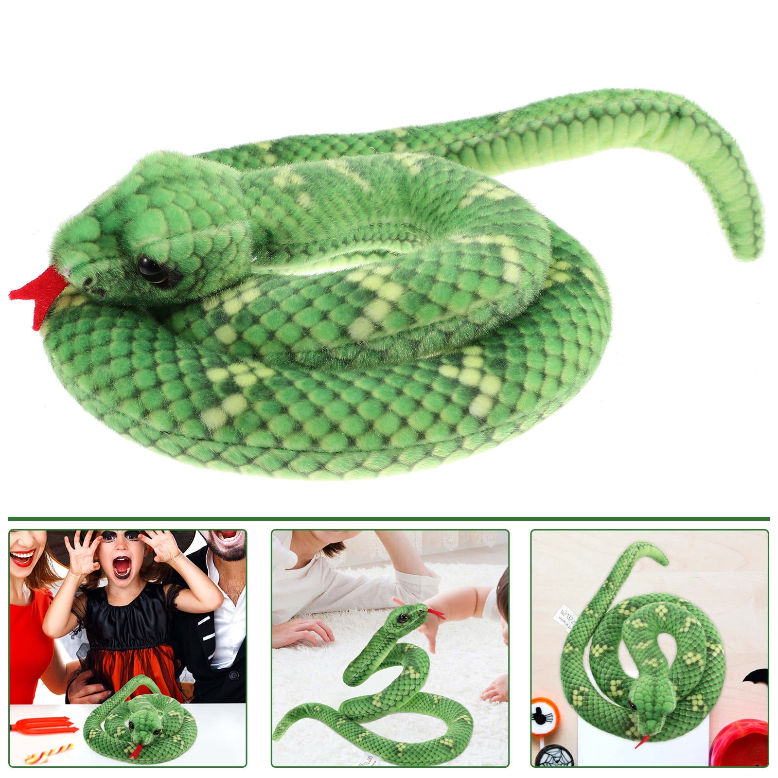MLINS 1Pack Huge Stuffed Snake Toy Green Pp Cotton Realistic Design For ...