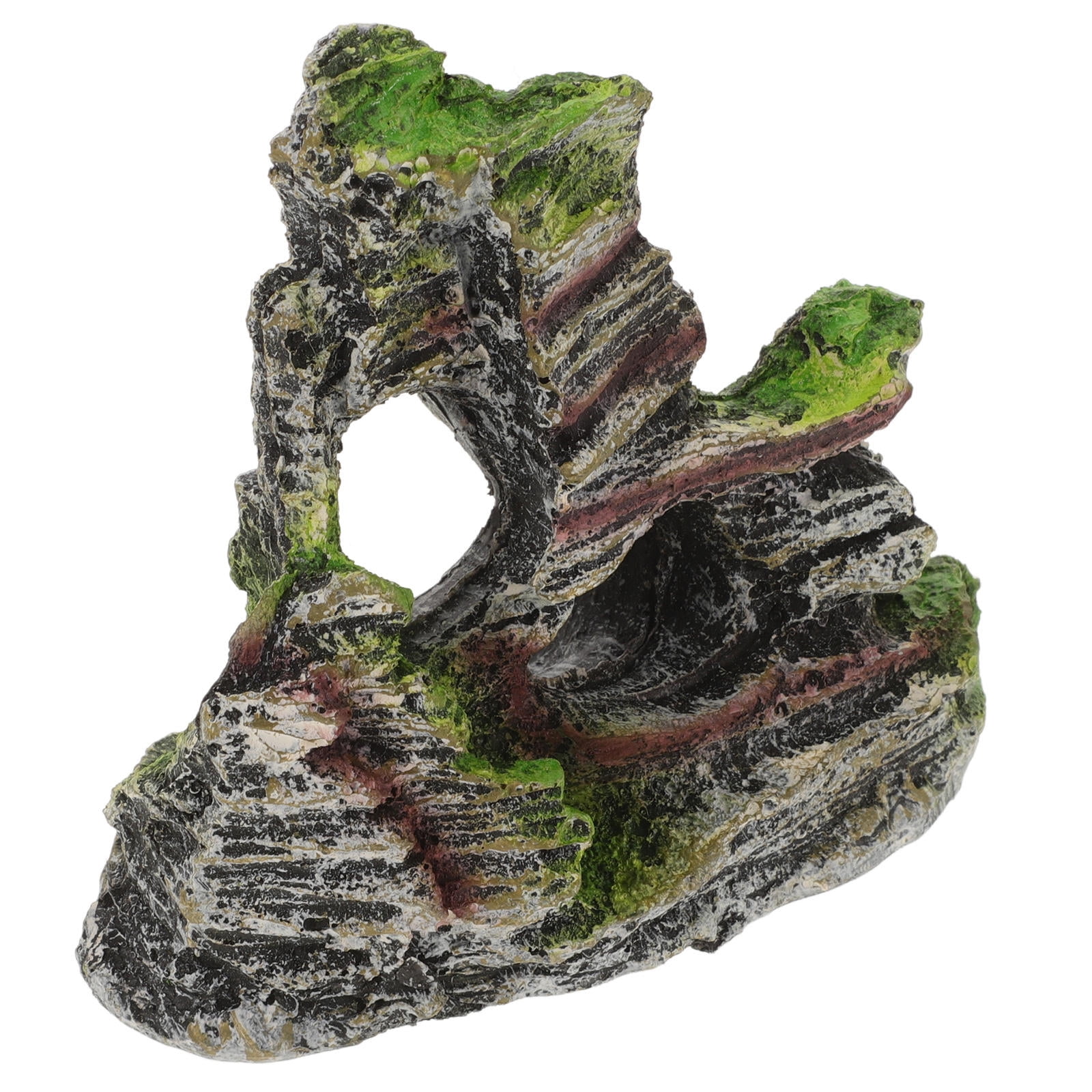 OULII Fish Tank Mountain Decor Assorted Color Resin Aquarium Rockery ...