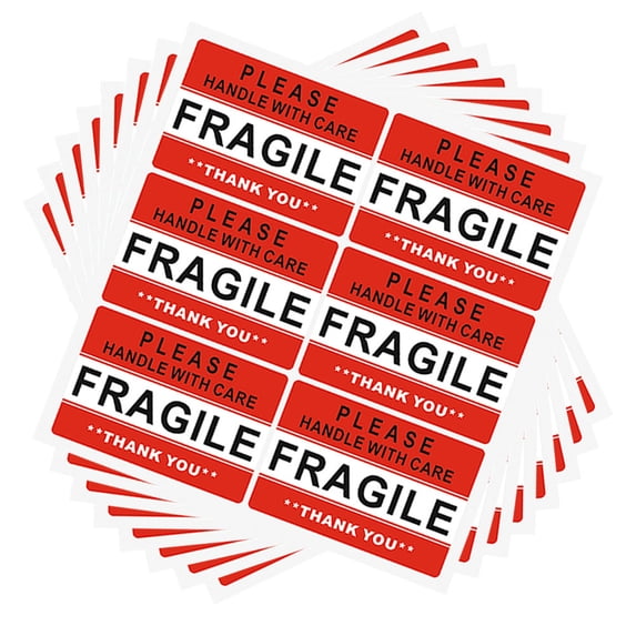 OULII Red Fragile Adhesive Warning Stickers for Shipping Glassware and ...
