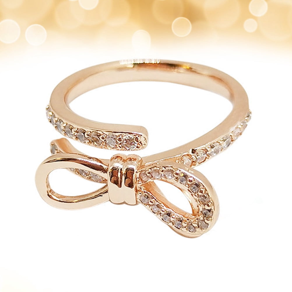 OULII Golden Adjustable Open Connecting Ring with Rhinestone for ...