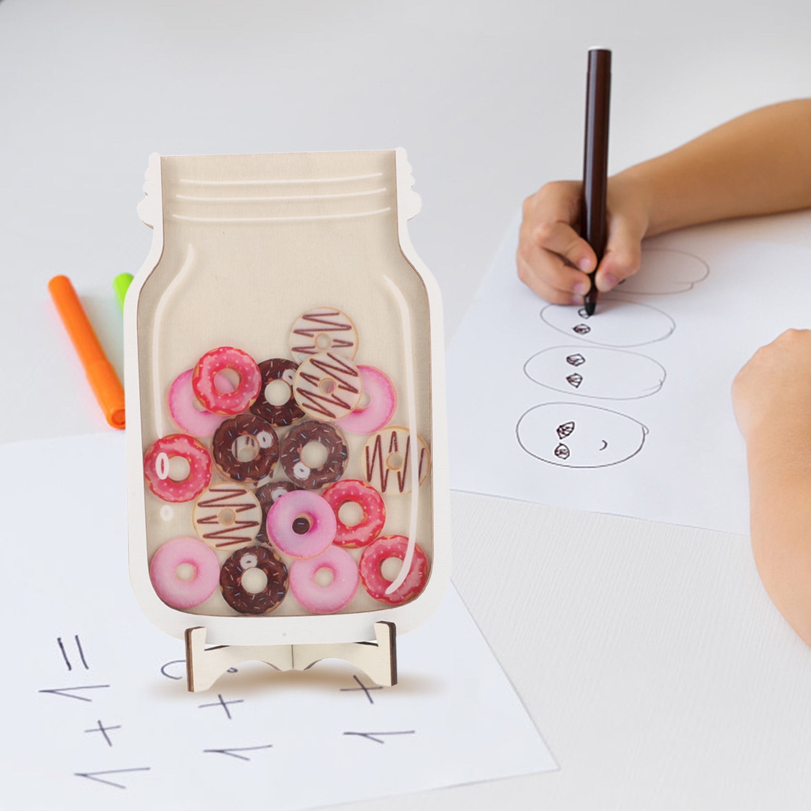 OULII Kids Reward Jar Wooden Donut Reward Chart For Kids Positive ...