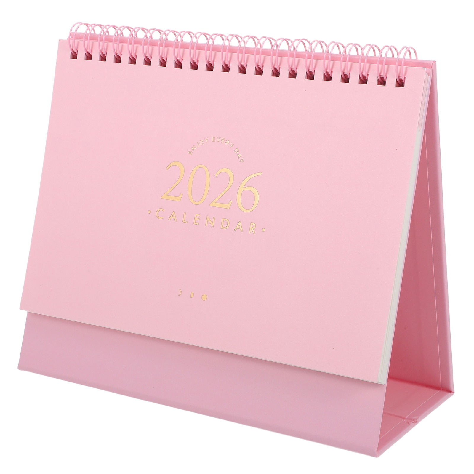 OULII 2026 Desk Calendar Pink Standing Flip Design Easy to Use for ...