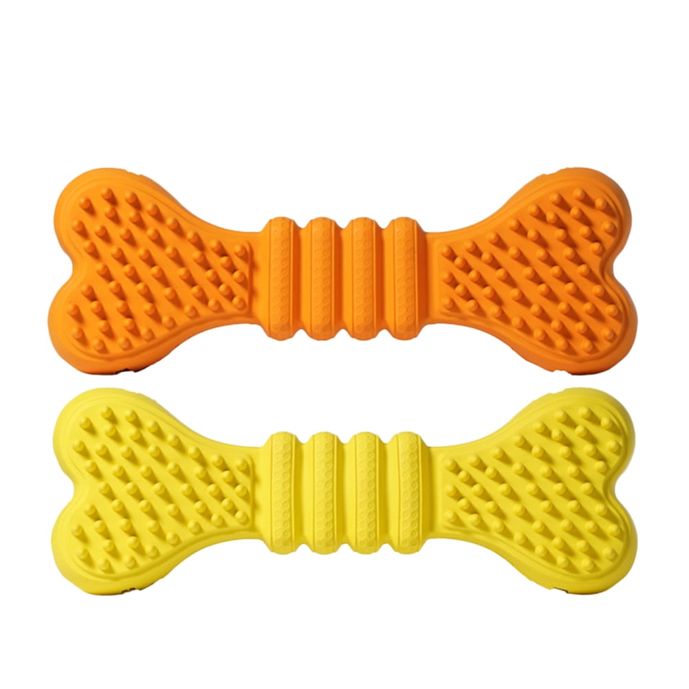 OULII Puppy Teething Bones Teeth Grinding Stick Toy Yellow Rubber 1Pack ...