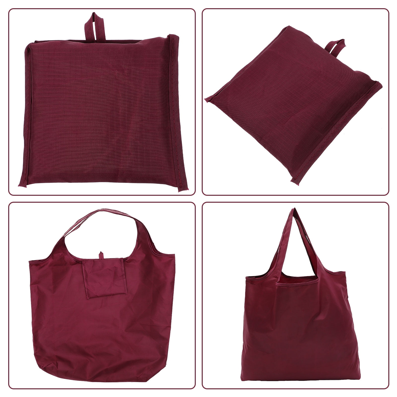 OULII Large Capacity Portable Grocery Bag Foldable Dark Red Storage ...