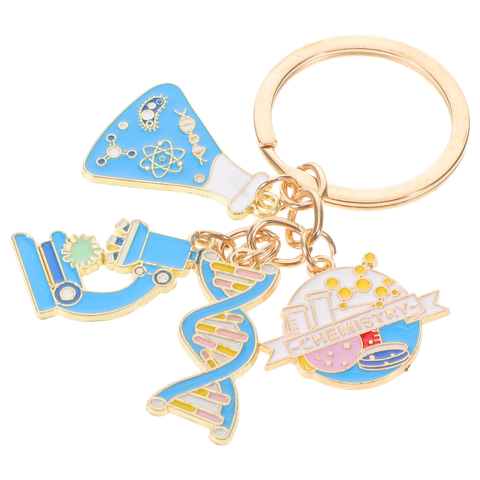 OULII Science Teacher Keychain with Microscope, DNA, and Flask Charms ...