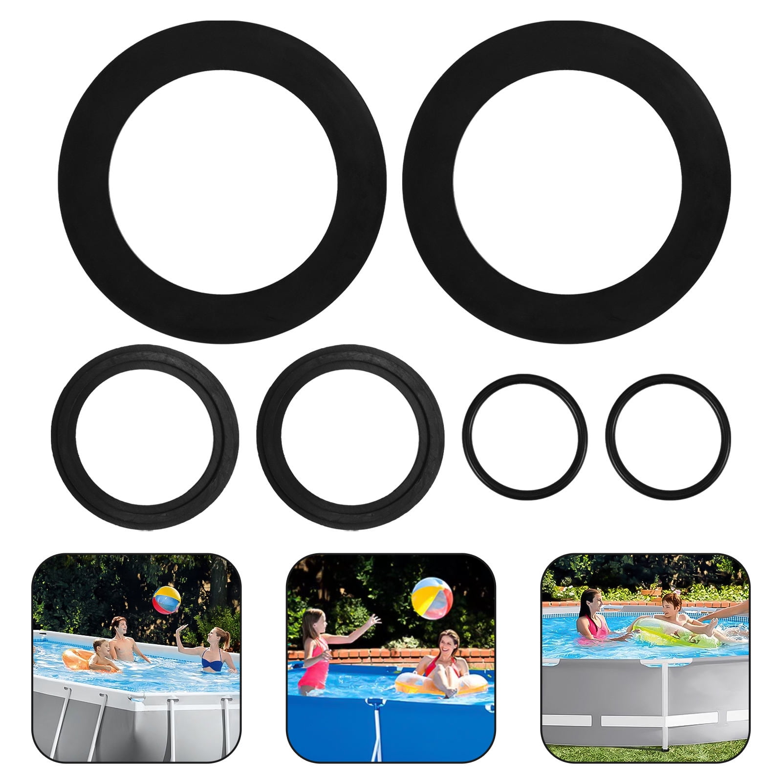 OULII Pool Filter Accessory Replacement 6Pcs Black Silicone Gasket for ...