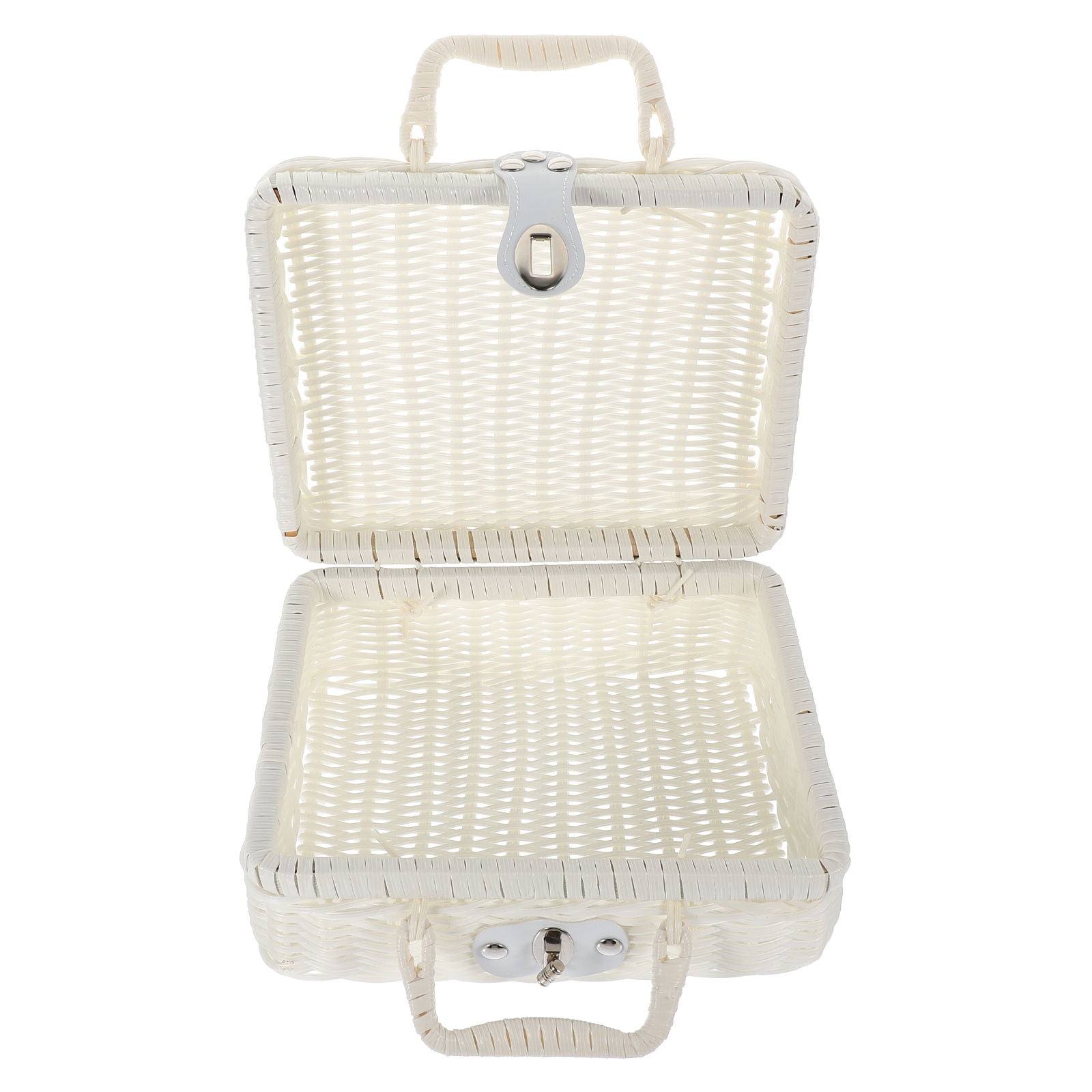 OULII Simulated Rattan Woven Basket Small Suitcase Retro Storage Box ...