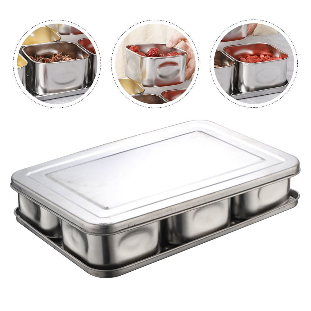 OULII Six Grids Spice Boxes 1 Set Seasoning Containers Stainless Steel ...