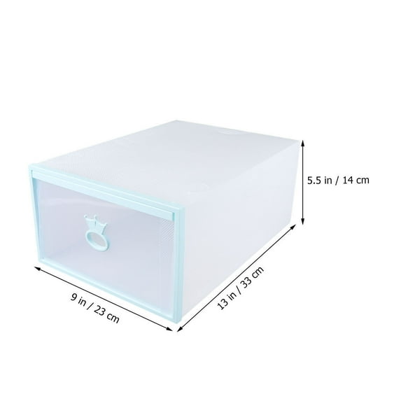 OULII Stackable Blue Plastic Shoes Storage Box with Drawer Style and ...