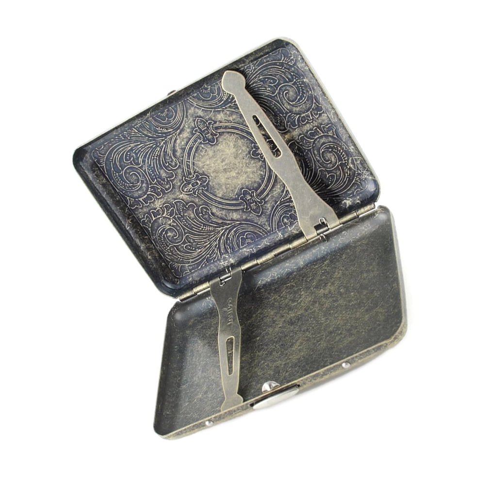 OULII Stainless Steel Cigarette Case Portable Vintage Style Cigarette ...