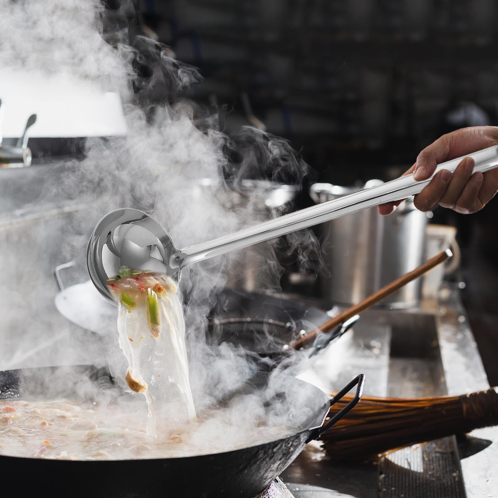 OULII Stainless Steel Soup Ladle Large Deep Serving Spoon with Extended ...