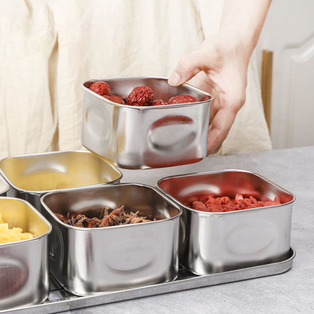 OULII Stainless Steel Seasoning Storage Containers 1 Set Six Grids ...