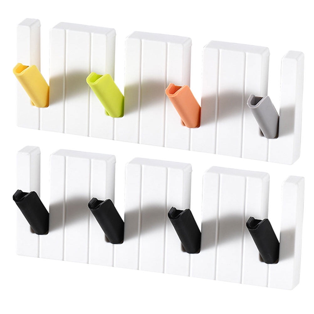 OULII Stick On Removable Hook 2Pcs Wall Sticky Hook White PP Punch Free ...