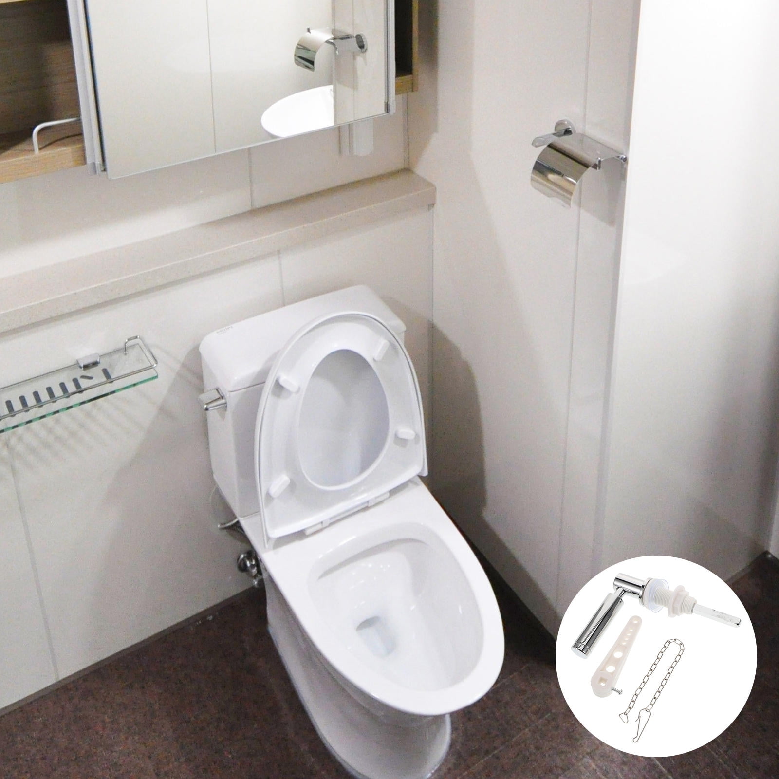 OULII Toilet Water Tank Parts Toilet Flush Handle Silver Ceramic Flush ...