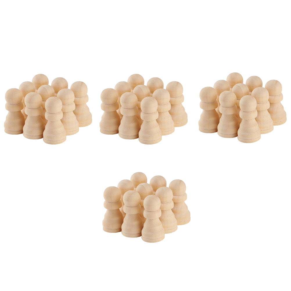 OULII Unpainted Wood Chess Pieces 50Set For Creative Play Tabletop ...