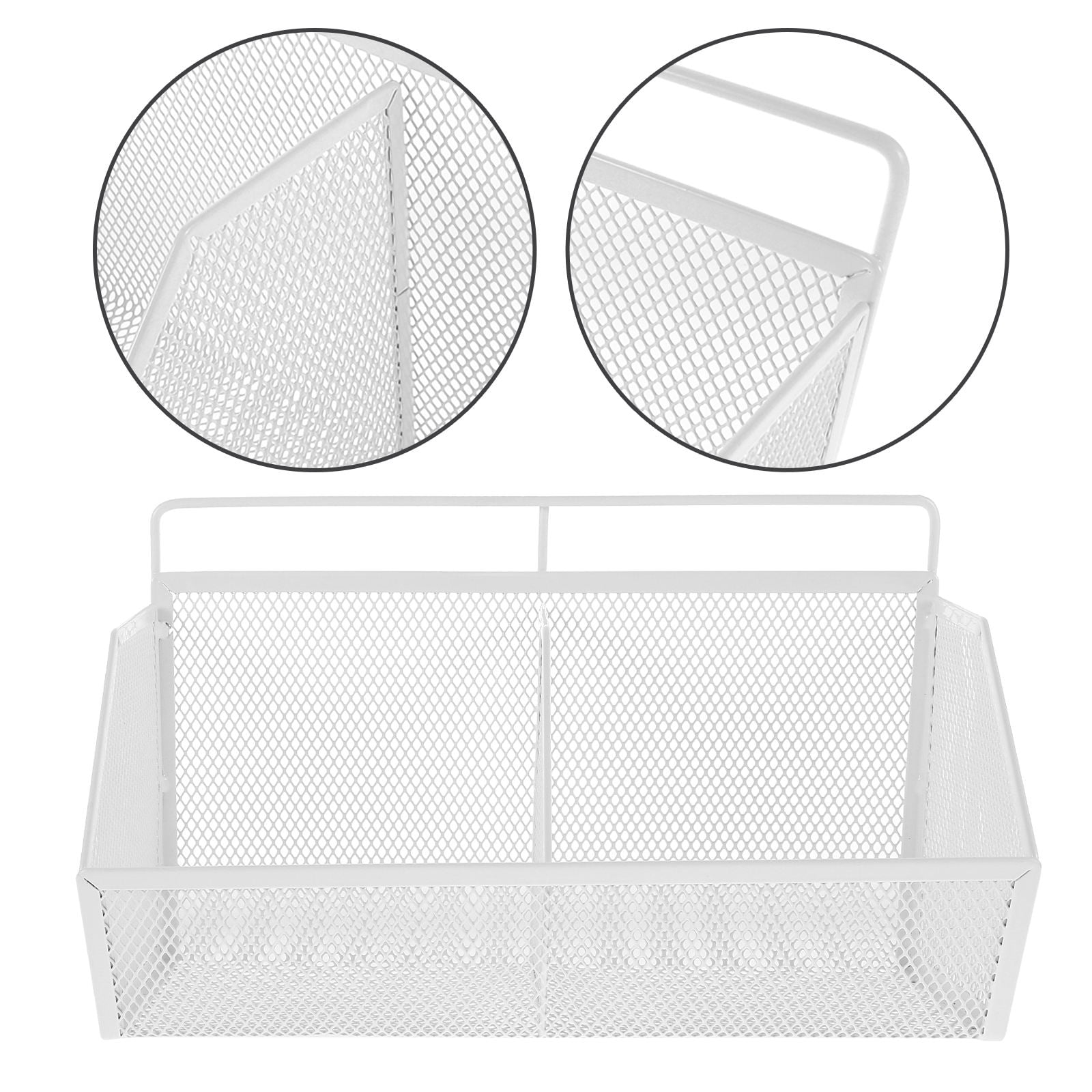 OULII White Metal Mesh Desk Organizer with Dual Compartments Slanted ...
