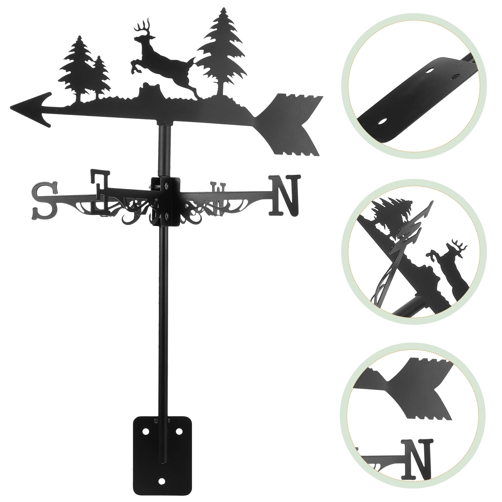 OULII Wrought Iron Deer Weathervane Metal Garden Decor for Roof Patio ...