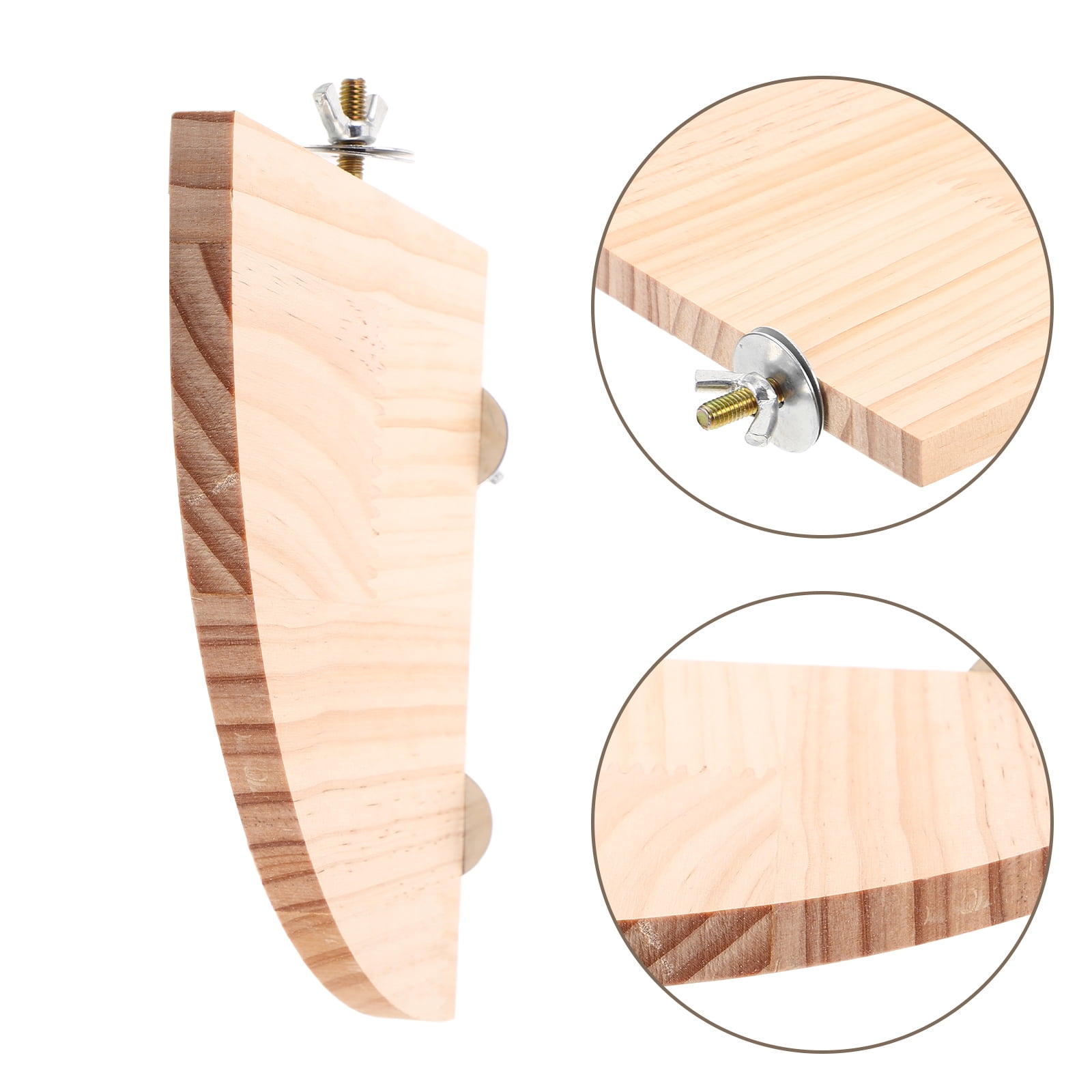 OULII Beige Semicircular Wooden Parrot Platform Bird Perch Stand for ...