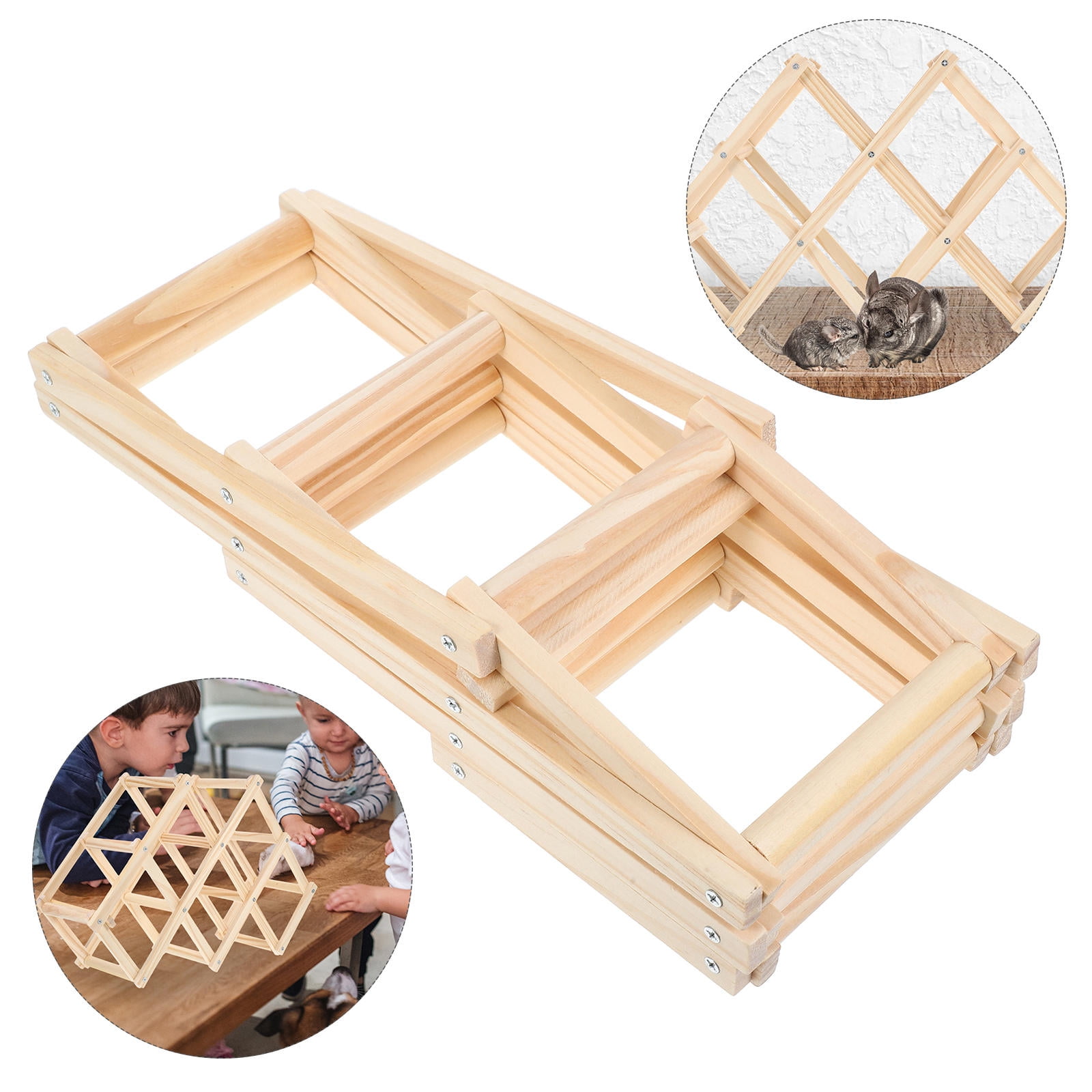 OULII Wooden Hamster Climbing Ladder Rat Climbing Toy Natural Wood ...