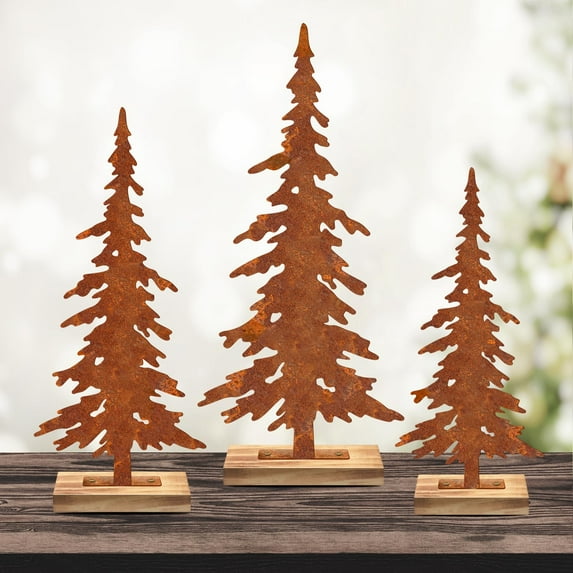 OULYDEKO Christmas Table Decorations,Set of 3 Christmas Trees,Primitive ...