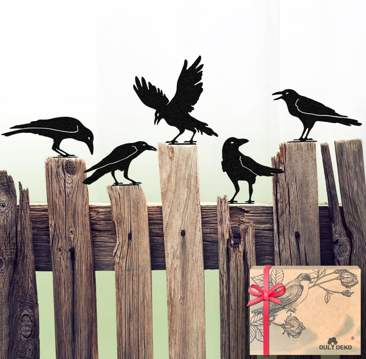 OULYDEKO Raven Decor,Metal Birds Black Bird Crow Statue,Raven Statue ...