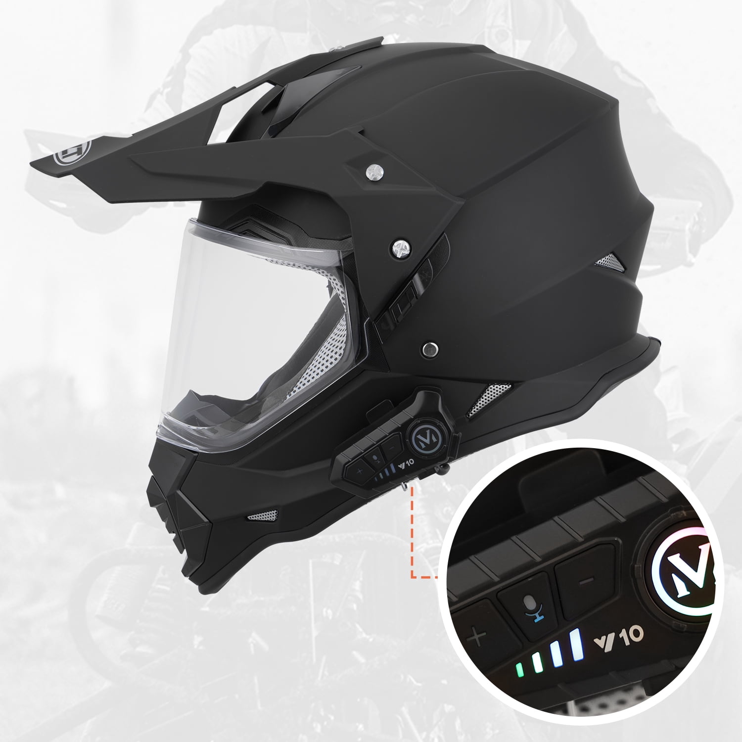 OUMURS DOT Bluetooth Motocross Helmet Dirt Bike Full Face Dual Visor ...