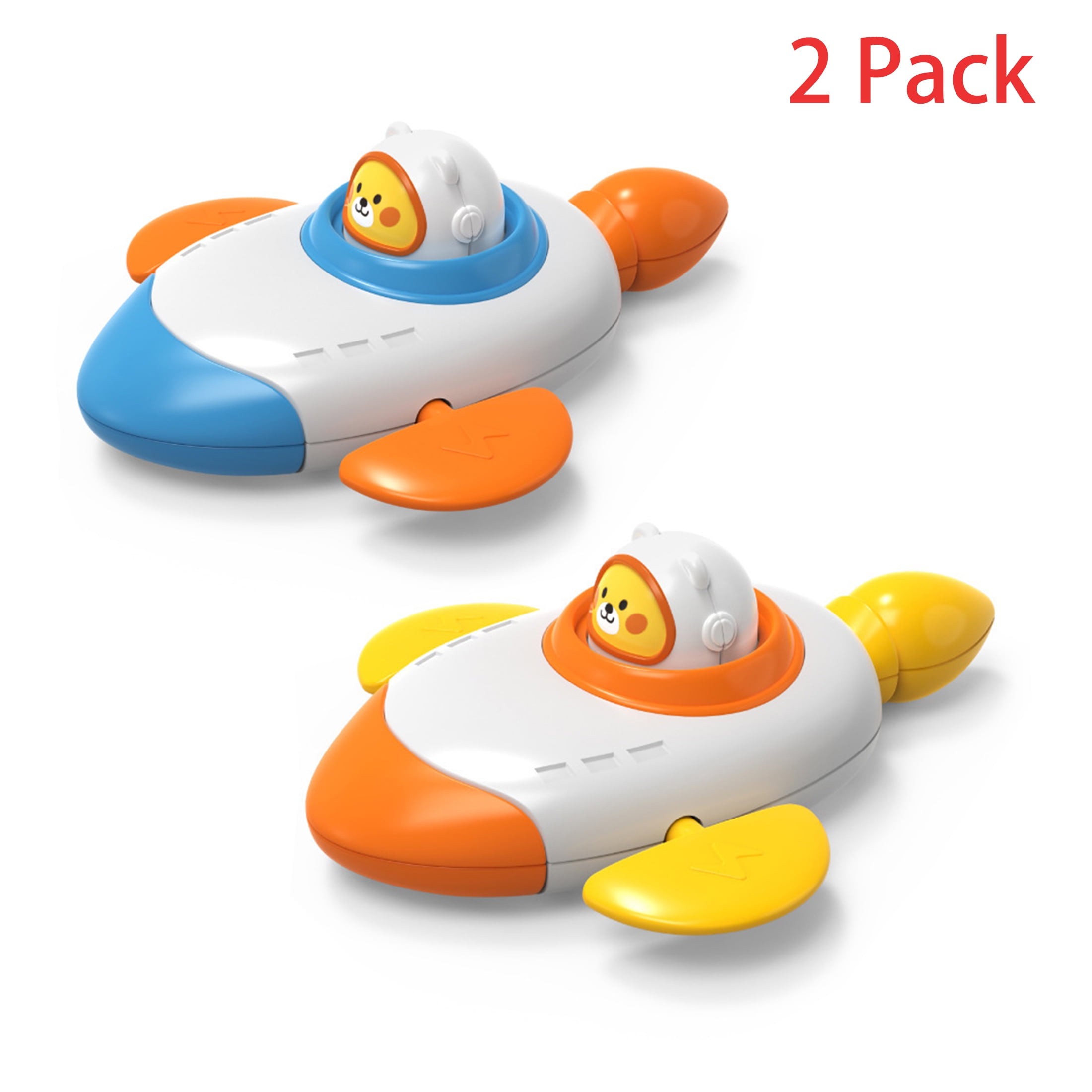 OUNAMIO 2 Pcs Space Rocket Ship Baby Bath Toys, Pull Back Swim Water ...