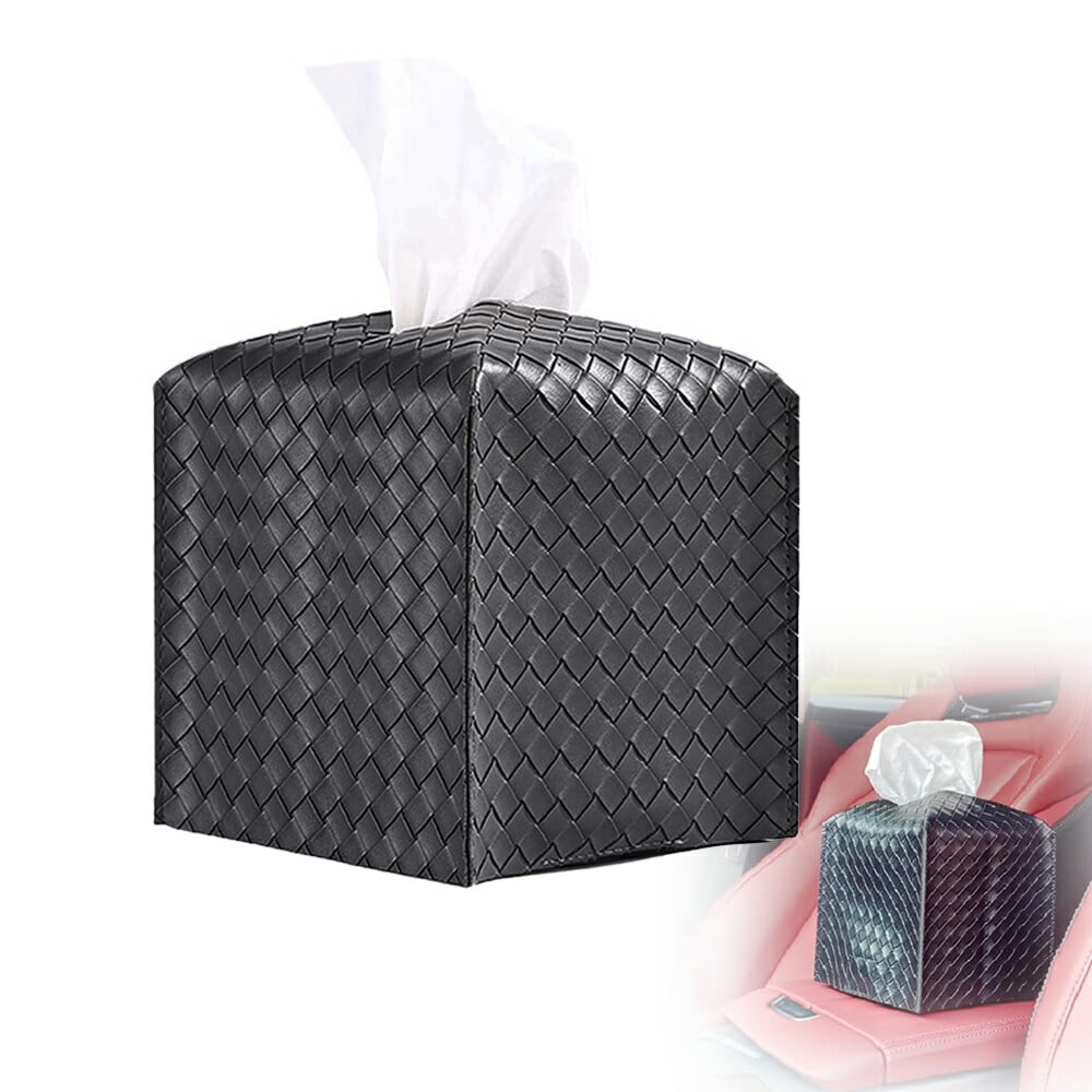 OUNAMIO 5" Square Leather Tissue Box Cover, Organizer for Bathroom ...