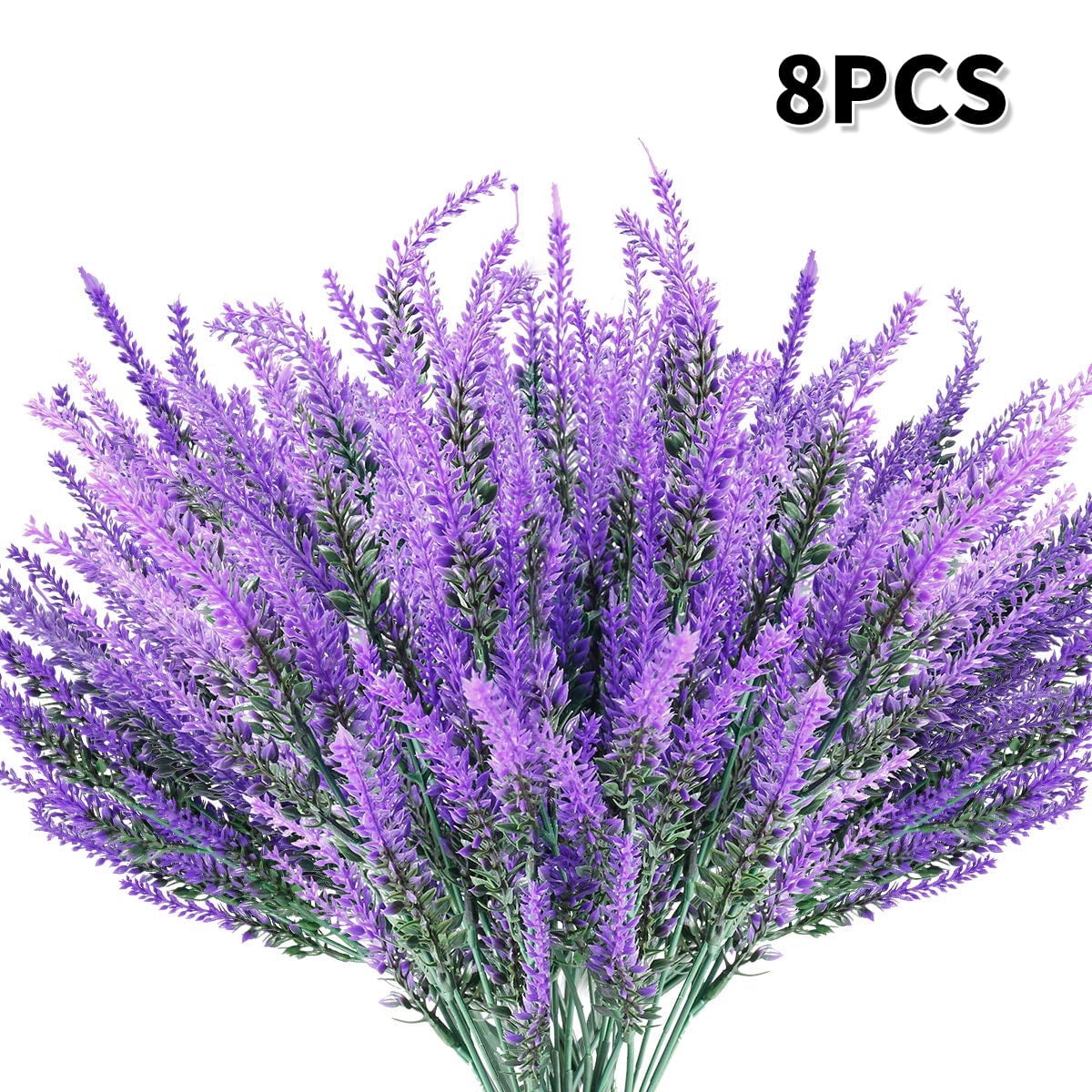 OUNAMIO 8 Bundles Artificial Lavender Flowers, Fake Plastic Plants ...