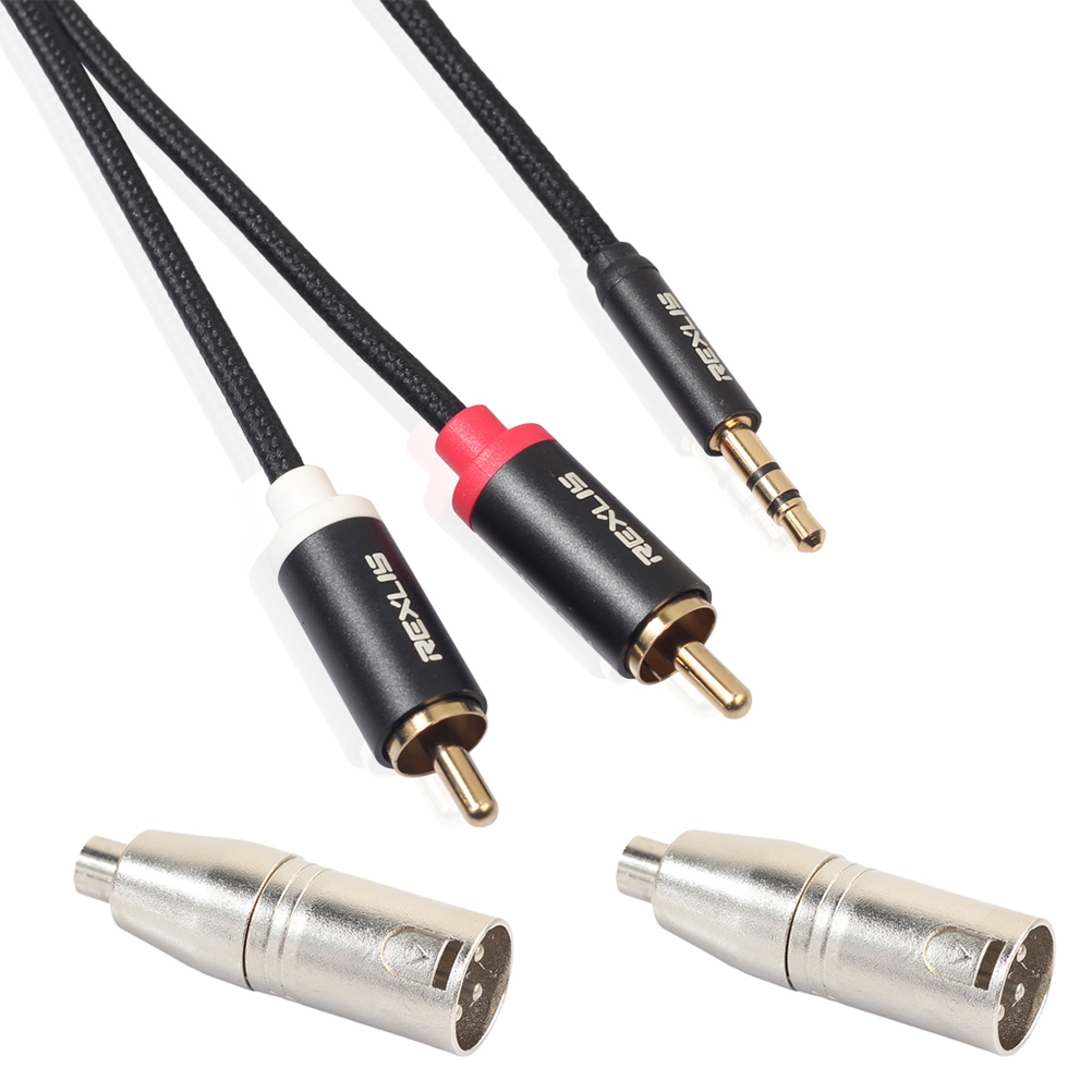 OUNONA 1.8 Meters 3.5mm To 2 Female Pure Copper Computer Speaker ...