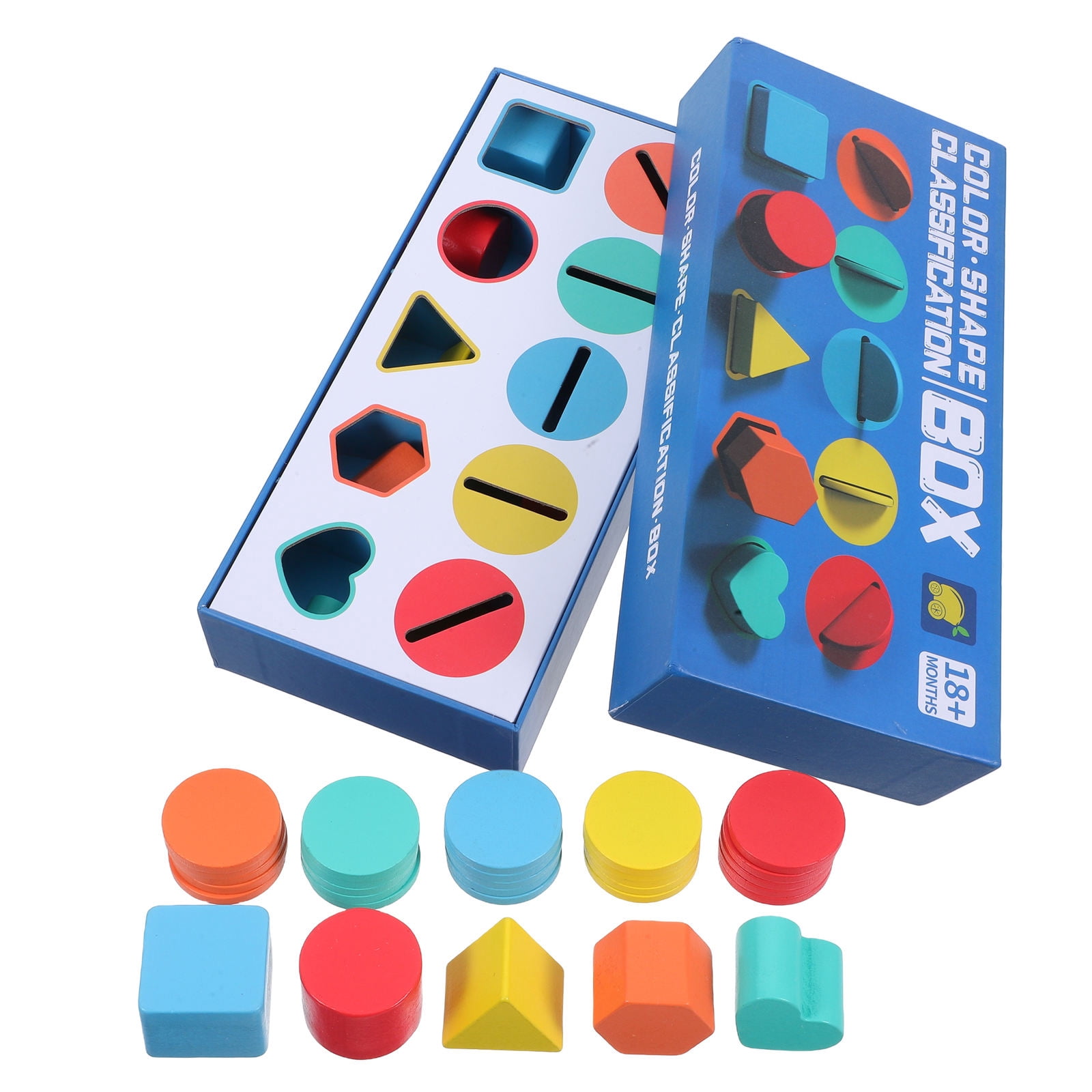 OUNONA 1 Box Educational Wooden Shape Sorter Toy for Toddlers ...