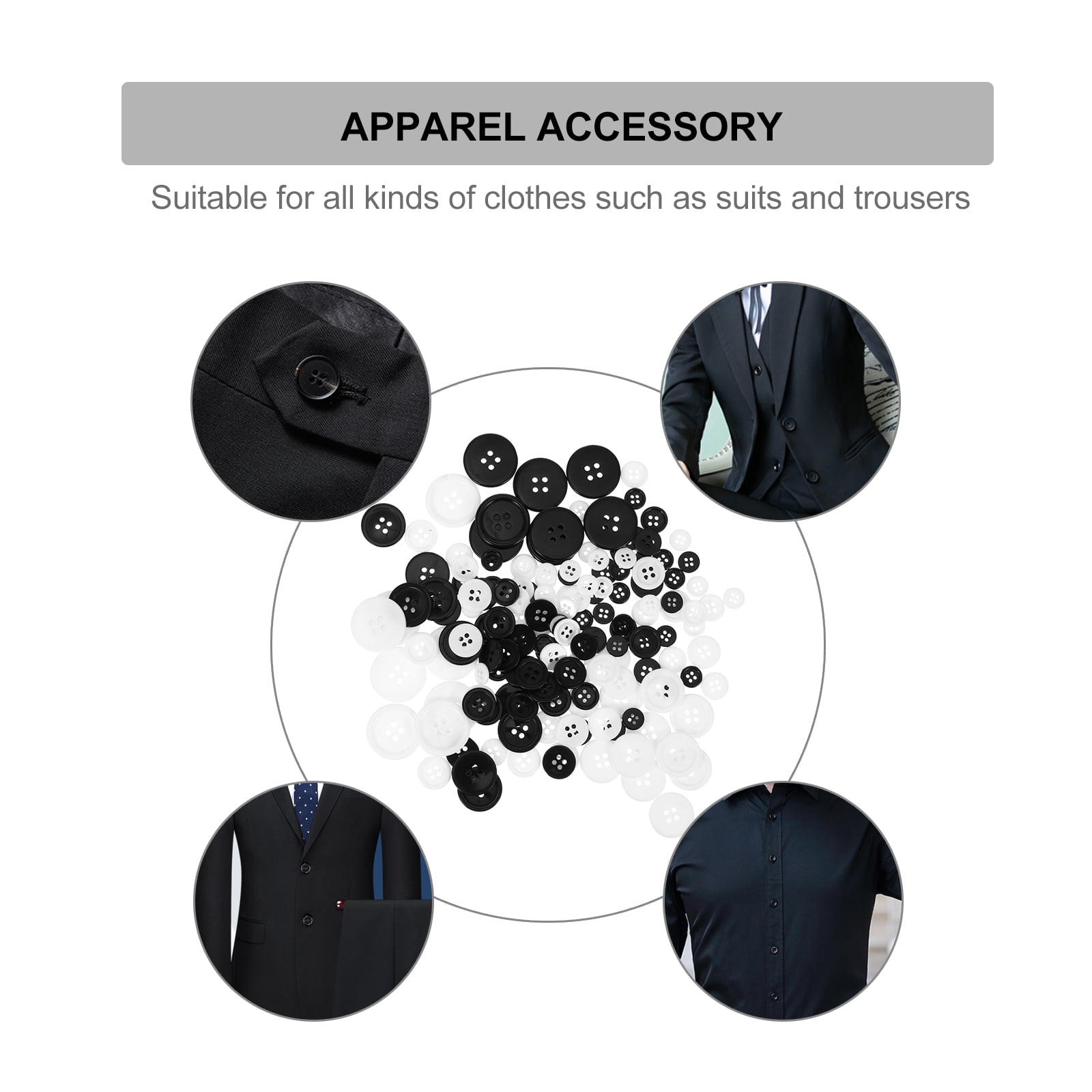 OUNONA 1 Box of Classic 4 Holes Buttons Western Suit Uniforms DIY ...