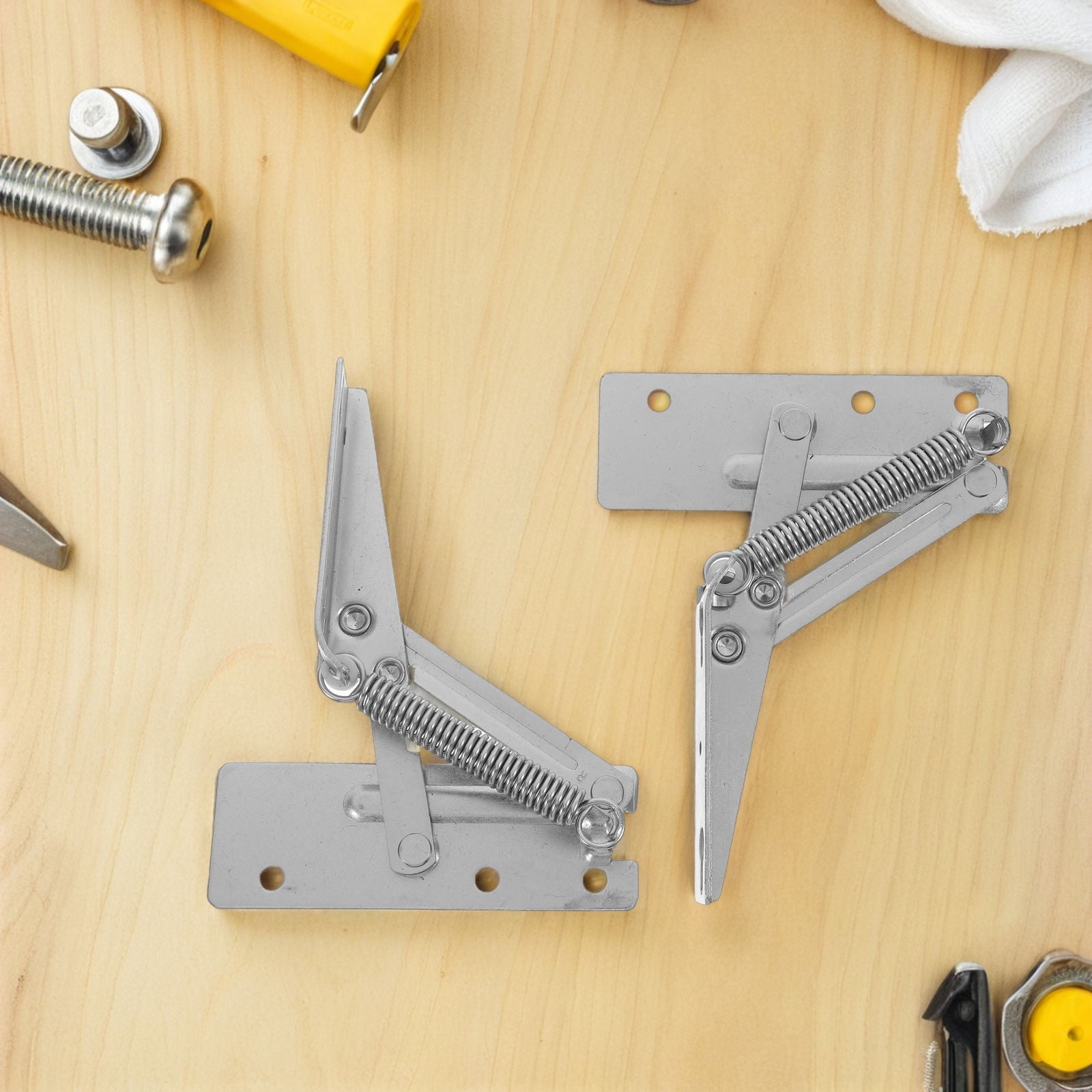 OUNONA 1 Pair 90 Degree Foldable Lifting Bracket Sofa Spring Hinge ...