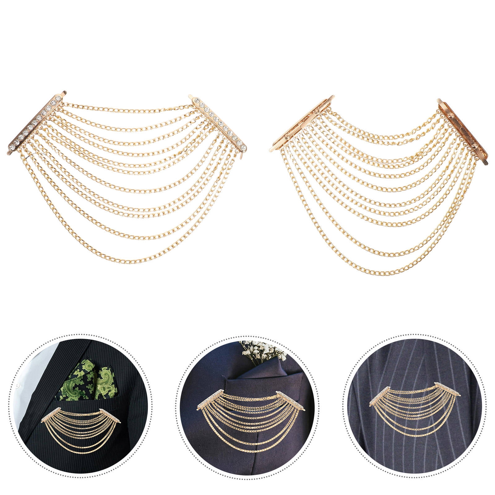 OUNONA 1 Pair Elegant Epaulettes Rhinestone Suit Shoulder Badge Vintage ...
