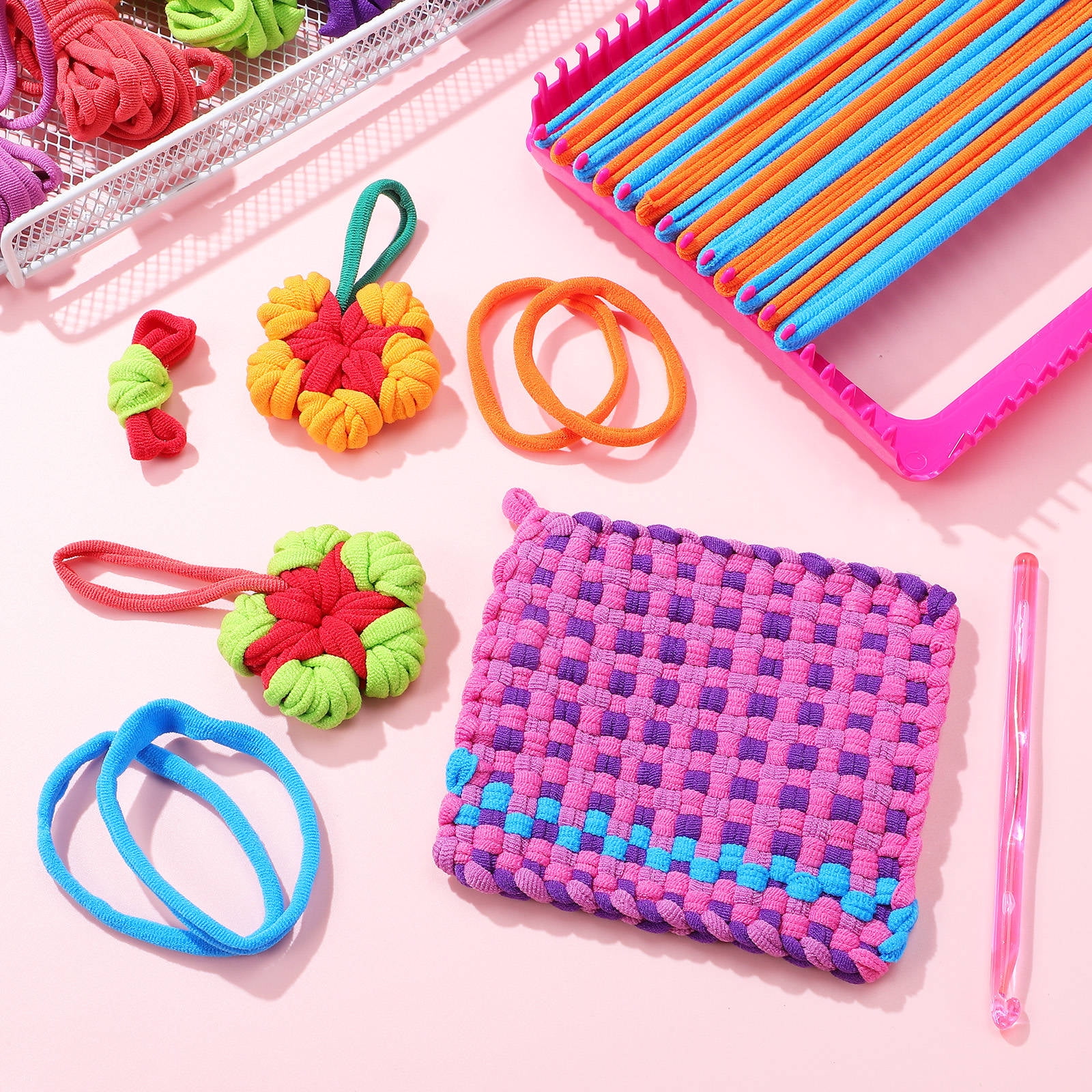 OUNONA 1 Set Beginner Knitting Kit Kids Weaving Loom Loops Refill Pack Diy Crafts Supplies For ...