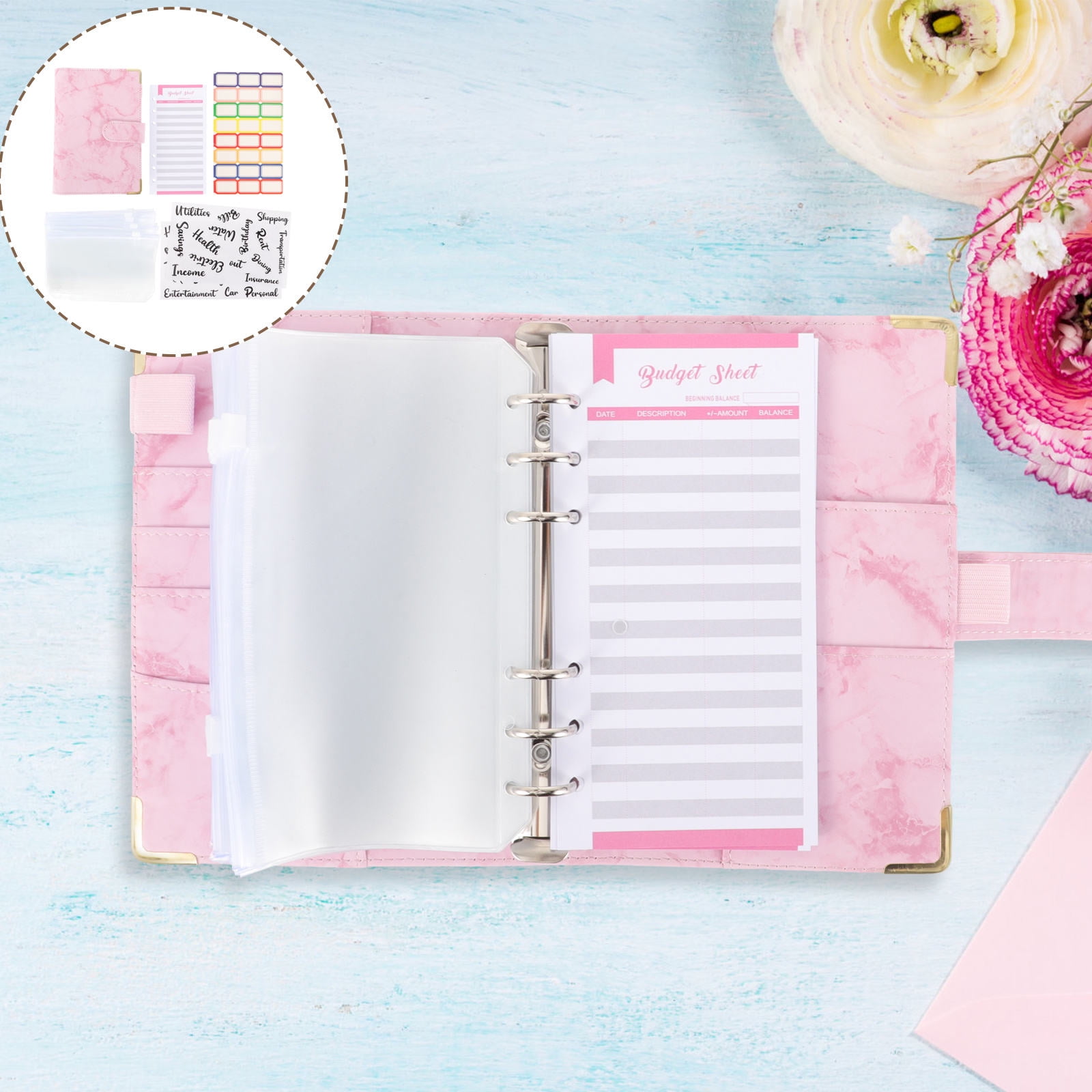 OUNONA 1 Set Budget Binder with Zipper Envelopes Binder Cash Envelopes ...