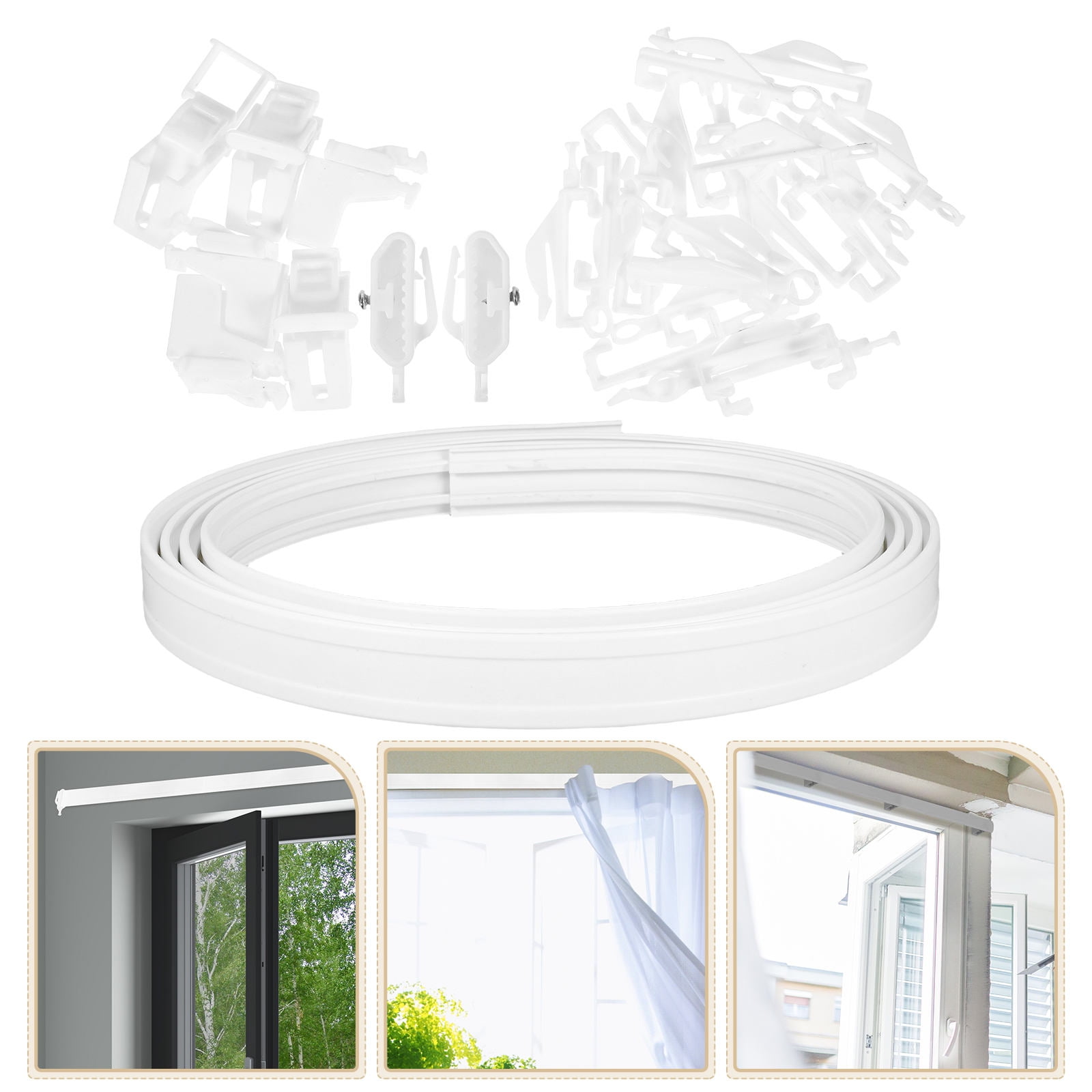 OUNONA 1 Set Ceiling Mount Curtain Tracks Flexible Bendable Drapes Rail ...