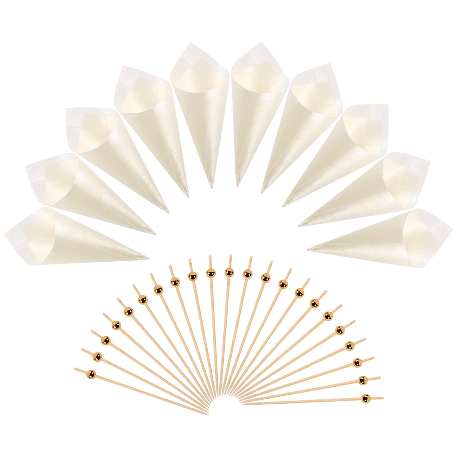 OUNONA 1 Set Disposable Wood Cones And Appetizers Sticks Set Ice Cream ...